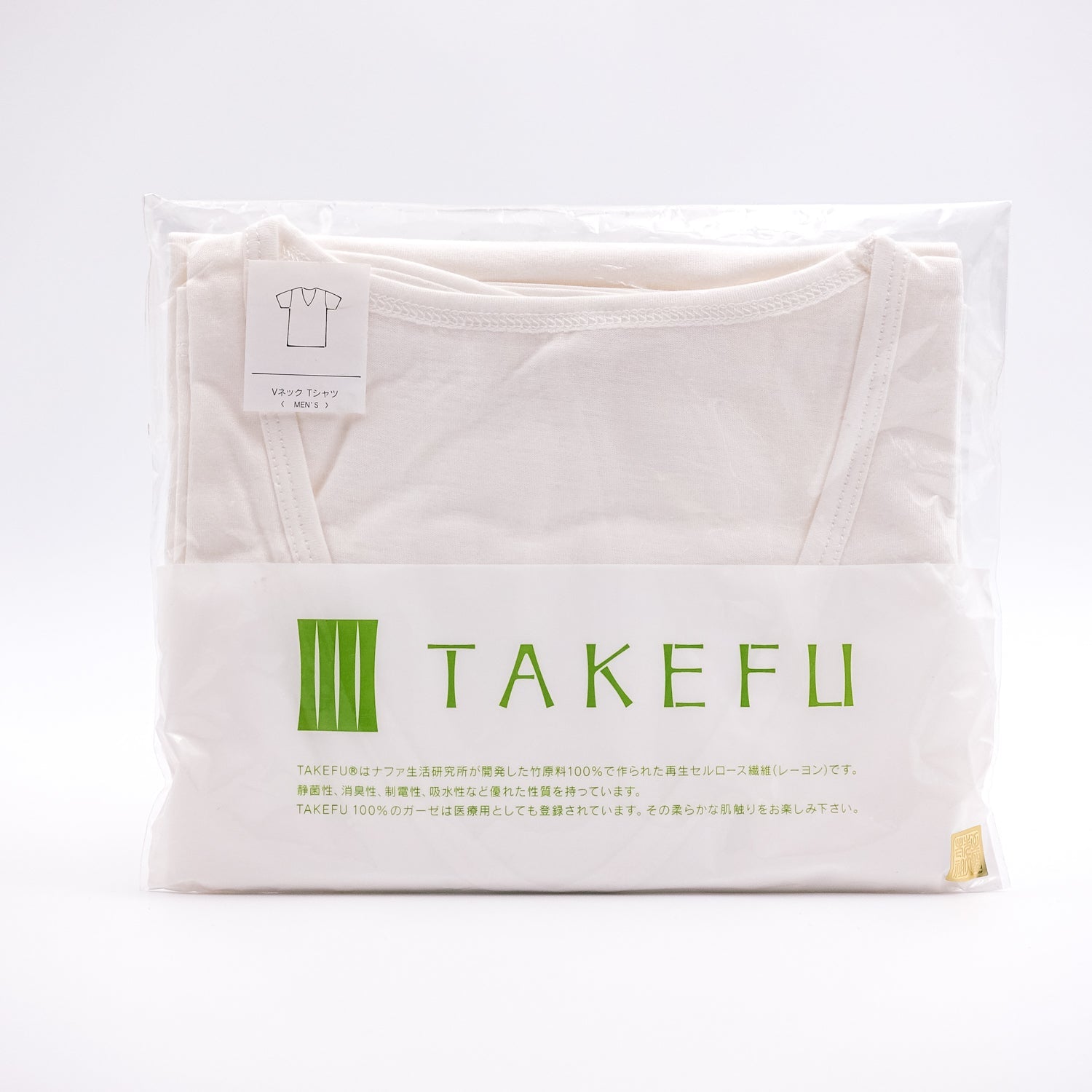 TAKEFU VネックTシャツ オフホワイト men’s – ゆにわマート